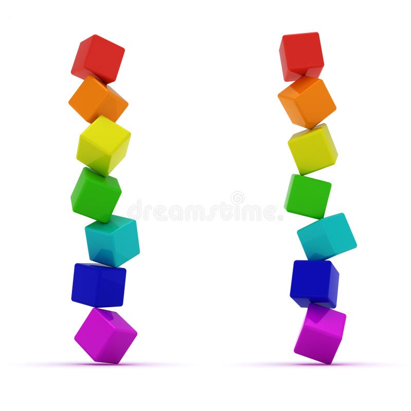 Torre En Caída De Cubos De Juego Coloridos. Torre De Cubos Cayendo ...