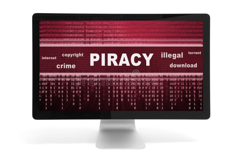 Piracy message on a screen stock image. Image of legal - 47545147