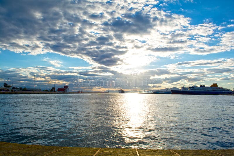 Piraeus harbor stock photo. Image of island, modern, ocean - 36012528