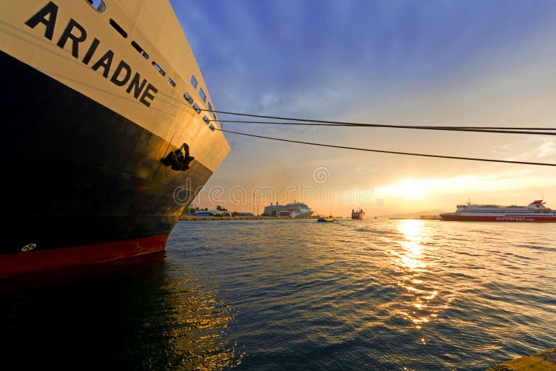 Piraeus port editorial photo. Image of blue, dock, itineraries - 61031801