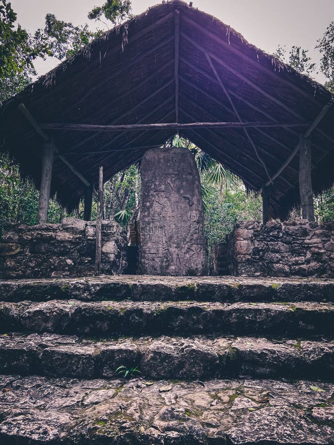 Estelas in the Arqueological Zone of Coba Stock Photo - Image of view ...