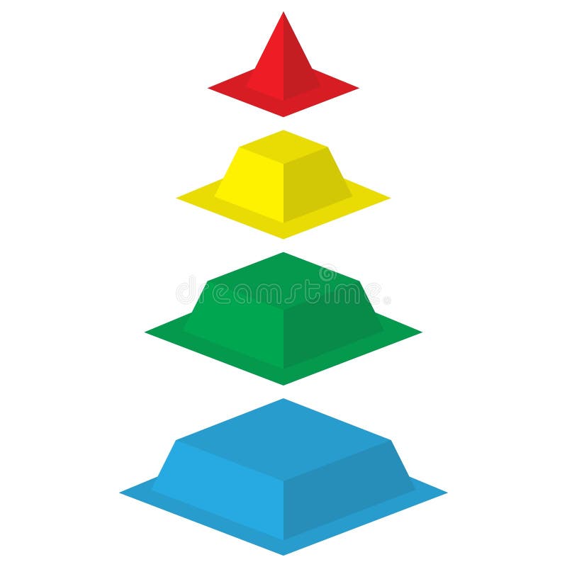Four Pieces of Different Colors from a Pyramid Stock Illustration ...