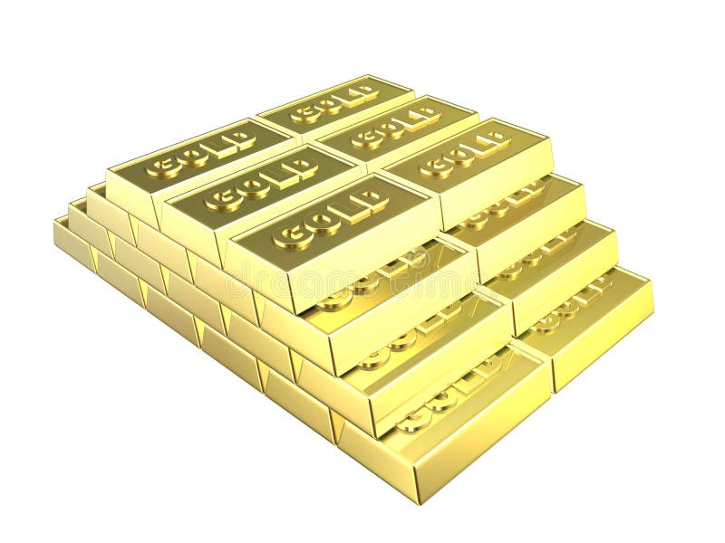 Goudstaven Die In Een Piramide Worden Gestapeld Stock Illustratie ...