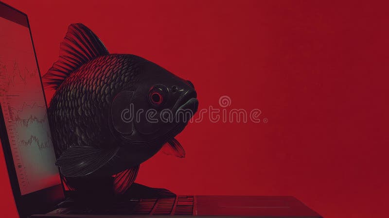 Piranha Fish and Data Analysis Conceptual Art Stock Illustration ...