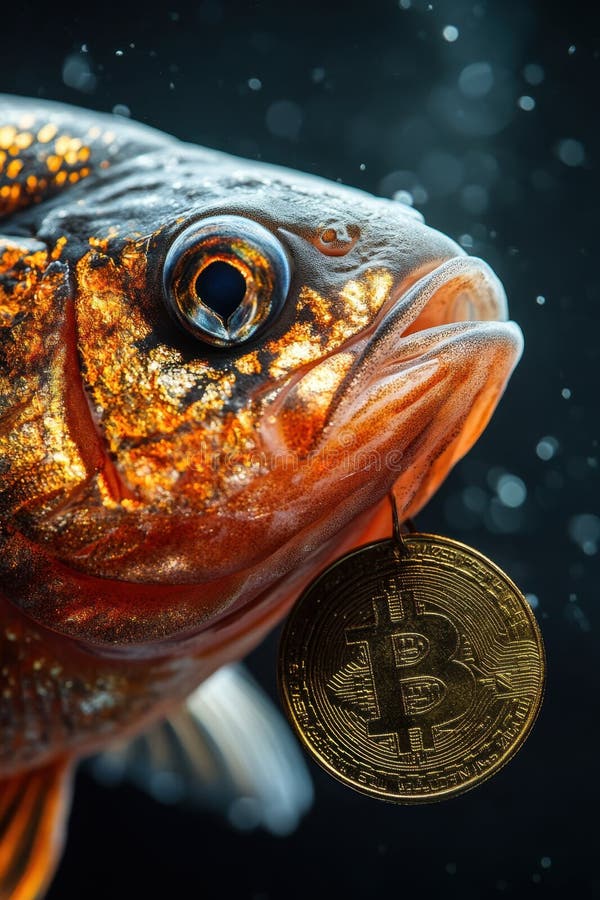 Piranha Fish with a Gold Coin on a White Background Stock Photo - Image ...