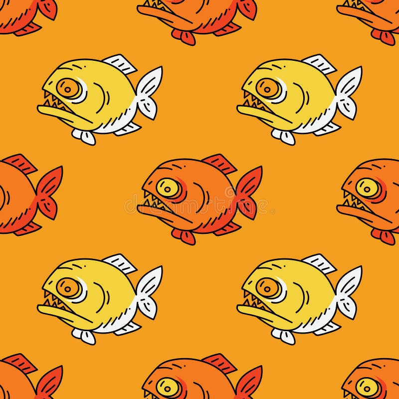 Piranha Seamless Pattern. Marine Predator Fish Amazon Texture Stock ...
