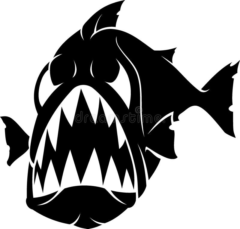 Piranha Sharp Tooth Front Silhouette Stock Vector - Illustration of ...