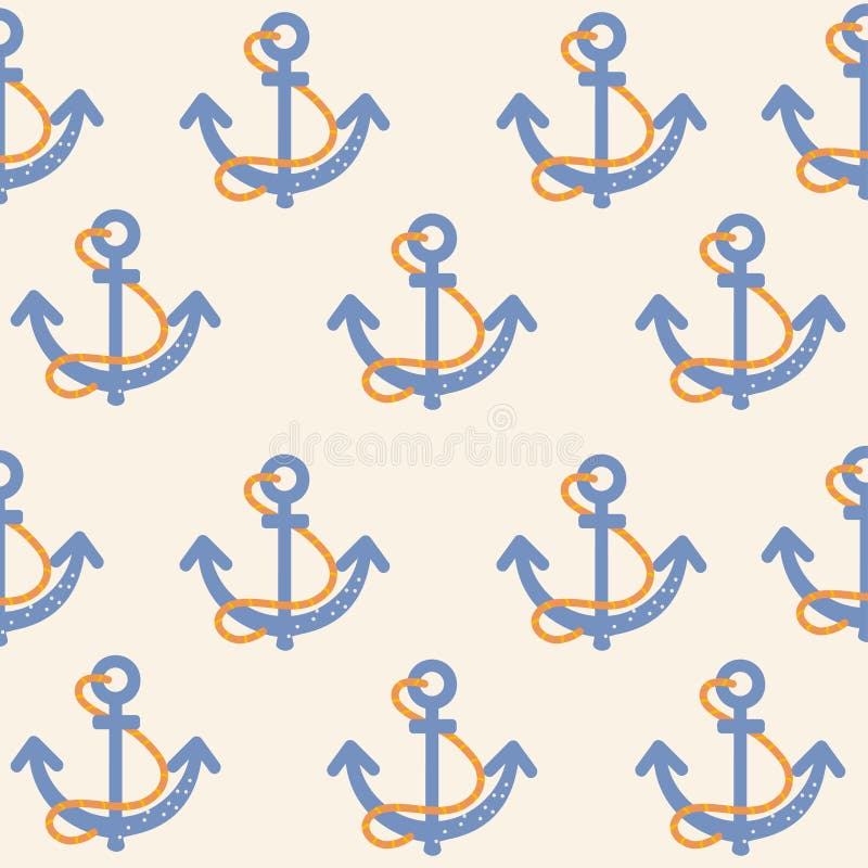 Pirate Anchor Seamless Pattern in Flat Design Stock Vector ...
