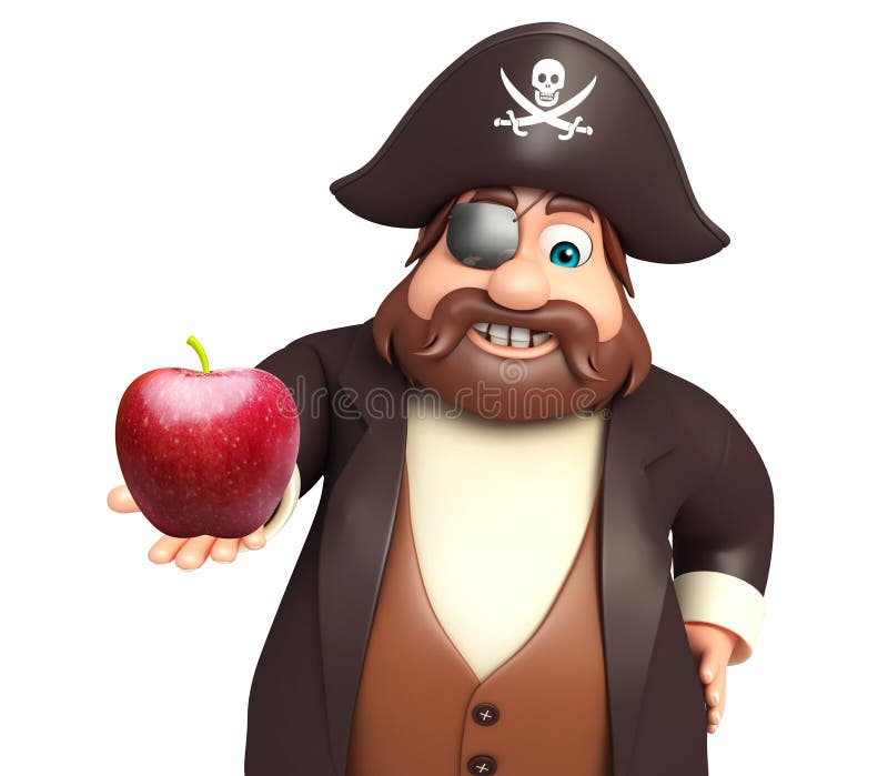 Pirate with Apple stock illustration. Illustration of crossbones - 77467653