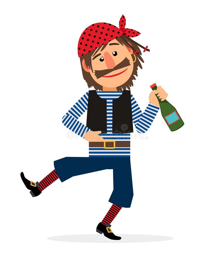Pirate Avec La Bouteille De Rhum Illustration de Vecteur - Illustration ...