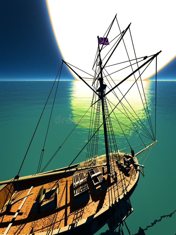 Pirate brigantine stock illustration. Illustration of cruising - 36239560