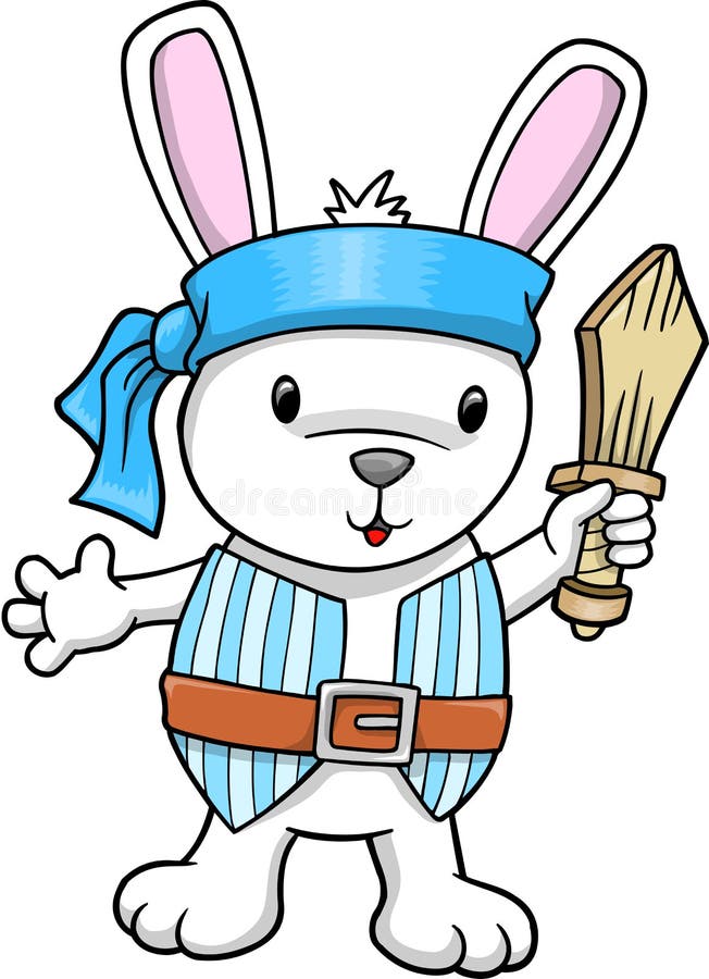 Pirate Bunny Vector Illustration Stock Vector - Illustration of animal ...