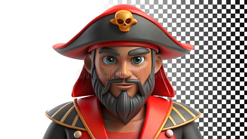 Pirate Captain Character, Cartoon Sailor with Hat and Beard Png ...