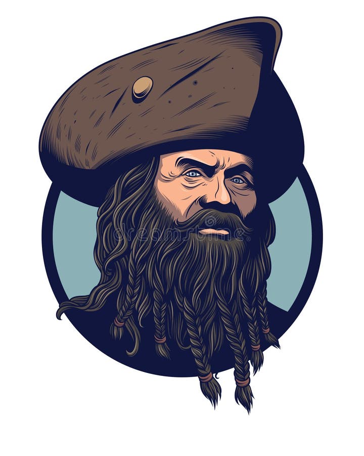 Pirate Captain with Long Beard Stock Illustration - Illustration of ...