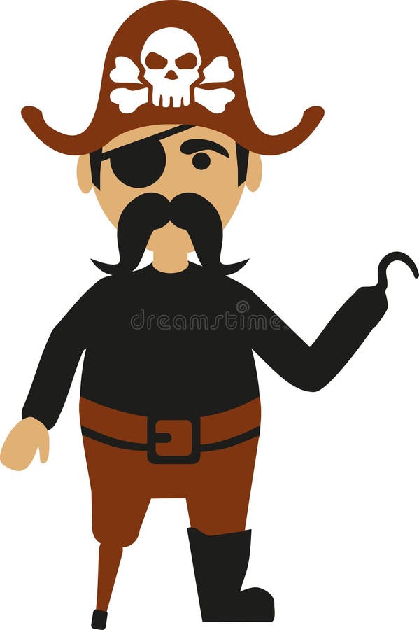 Pirate Cartoon with Head Hook and Eye Patch Stock Vector - Illustration ...