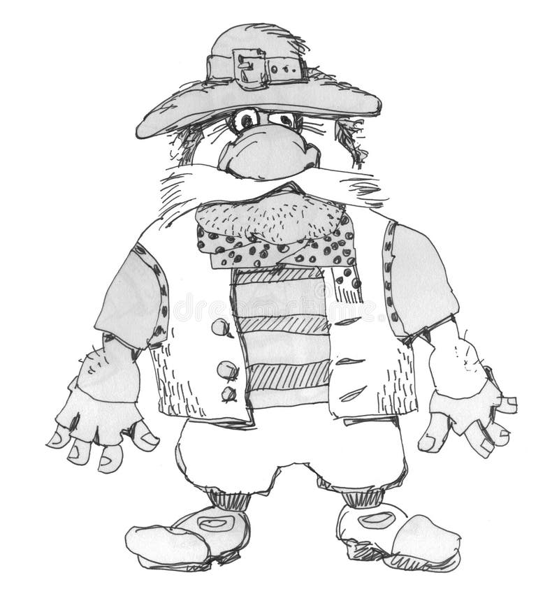 Pirate Cartoon Style. Ink Drawing. Stock Illustration - Illustration of ...