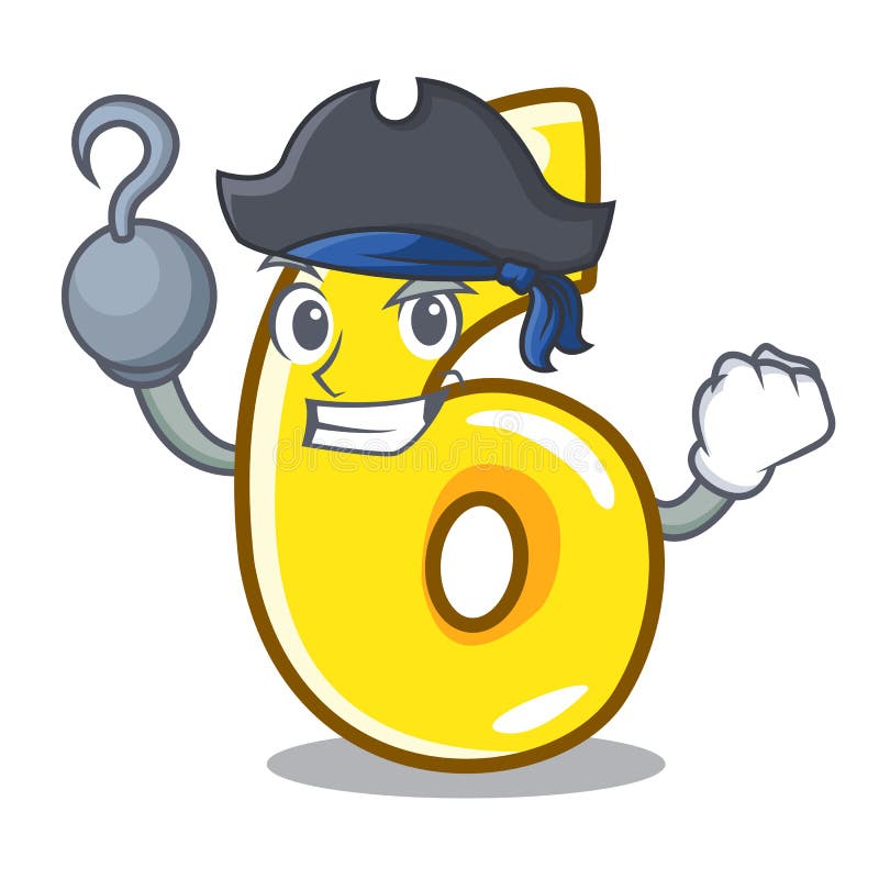 Pirate Character Number Six on Brick Wall Stock Vector - Illustration ...