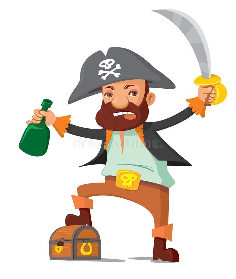 Cartoon Drunk Pirate stock vector. Illustration of intoxicated - 116196333