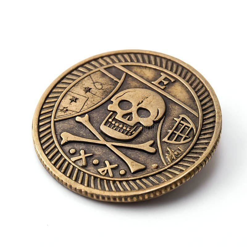 Pirate Coin stock illustration. Illustration of medal - 357449476