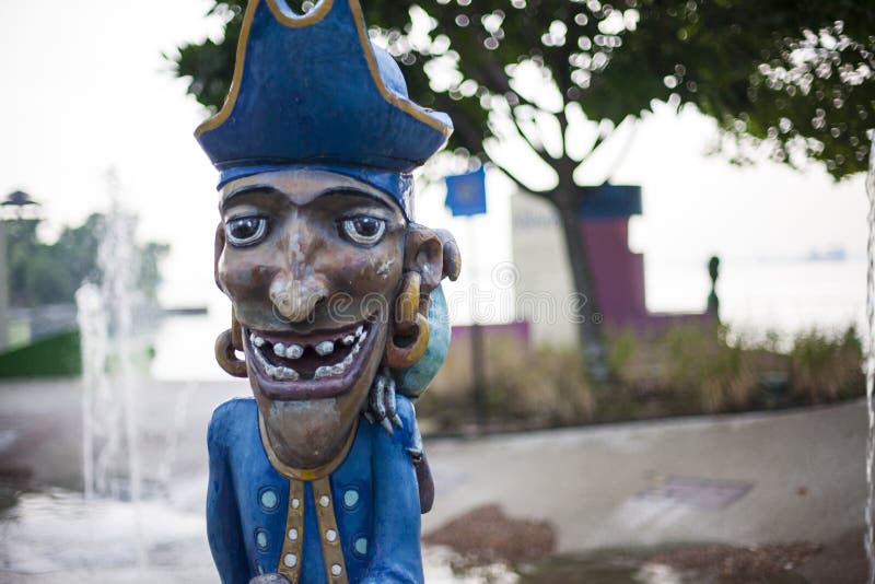 Pirate Color Statue in Front City Stock Image - Image of figure ...