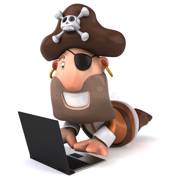 Pirate and computer stock illustration. Illustration of fight - 11097582
