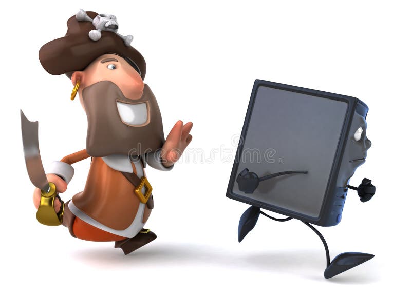 Pirate and computer stock illustration. Illustration of fight - 11537474