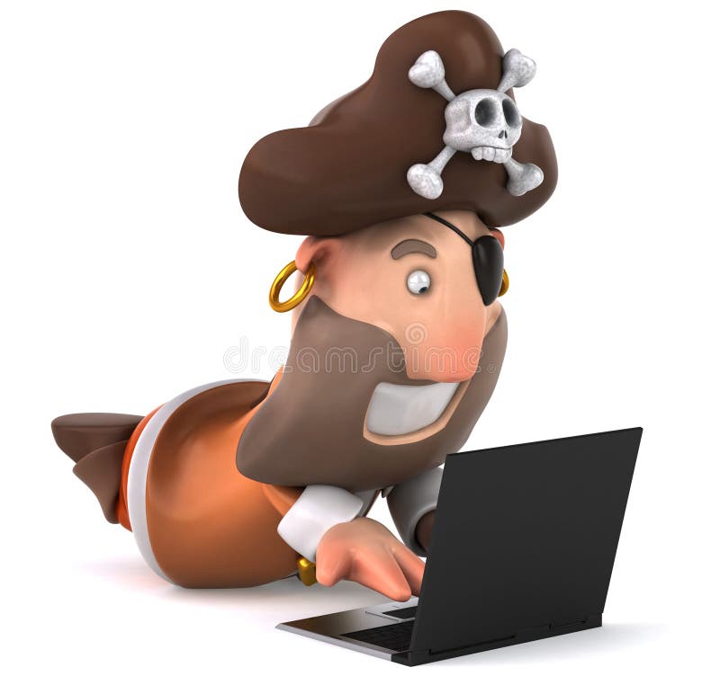 Pirate and computer stock illustration. Illustration of internet - 11537476