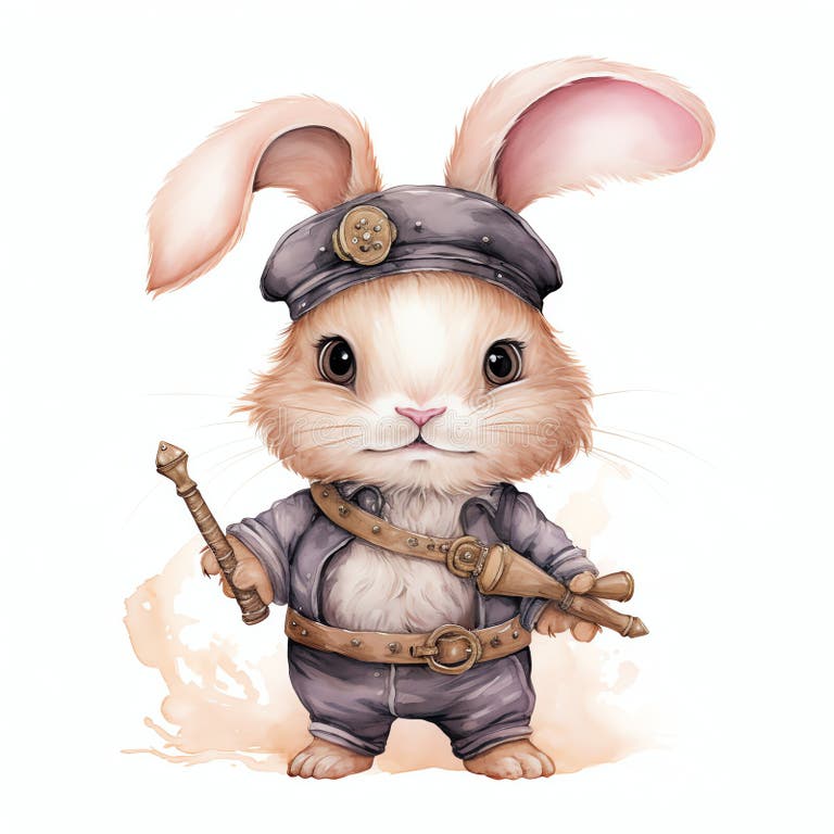 Pirate Cute Bunny Blue Cute Bunny Watercolor Stock Illustration ...