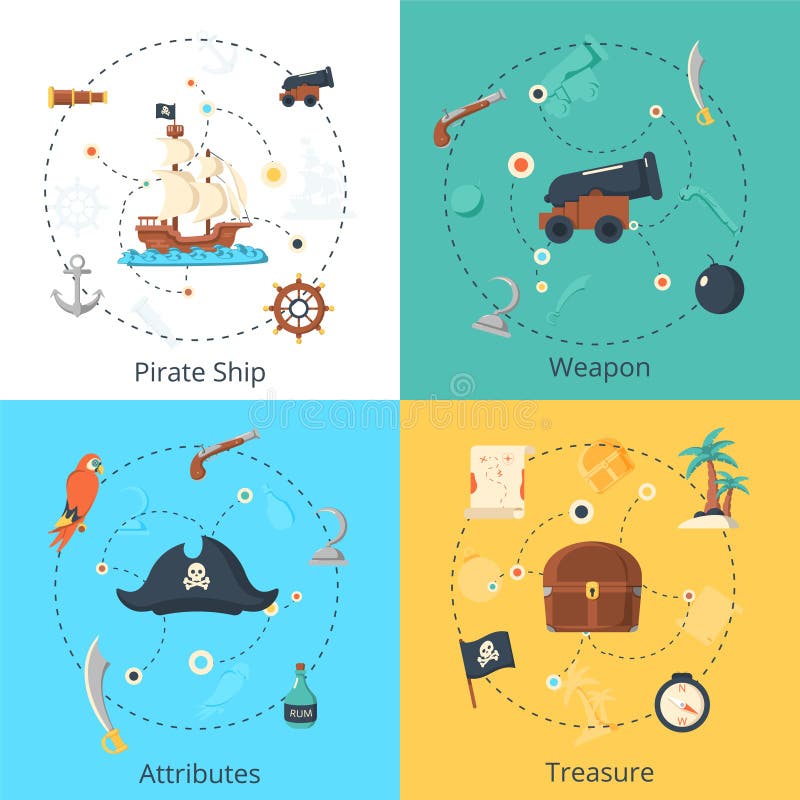 Pirate design concept set stock vector. Illustration of message - 67168779