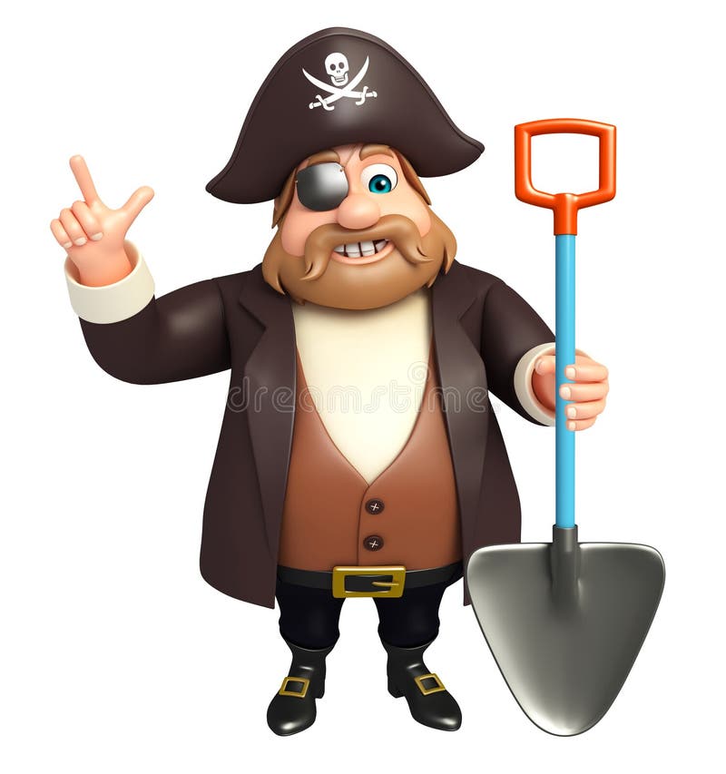 Pirate with Digging shovel stock illustration. Illustration of tropical ...