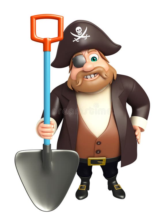 Pirate with Digging shovel stock illustration. Illustration of bones ...