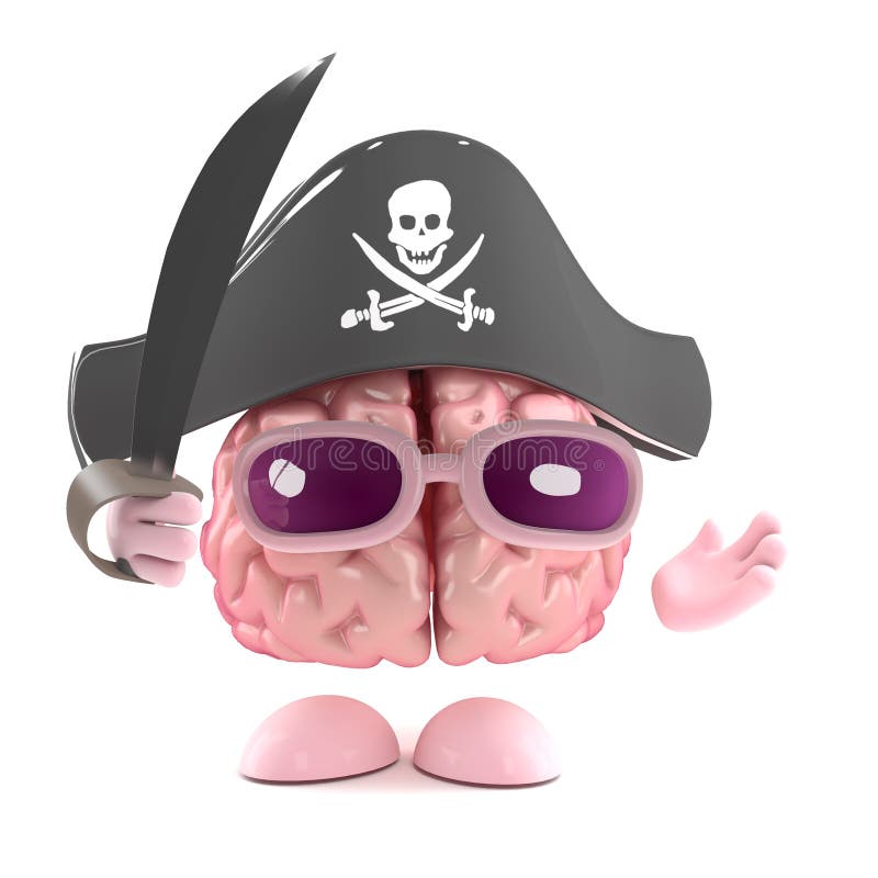 Pirate du cerveau 3d illustration de vecteur. Illustration of mental ...