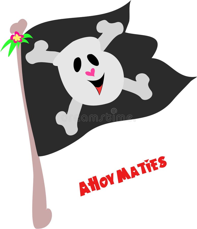 Pirate Flag with Ahoy Maties Greeting Stock Vector - Illustration of ...