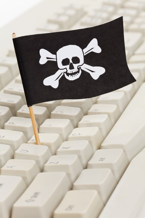 Pirate Flag and Computer Keyboard Stock Photo - Image of warning ...