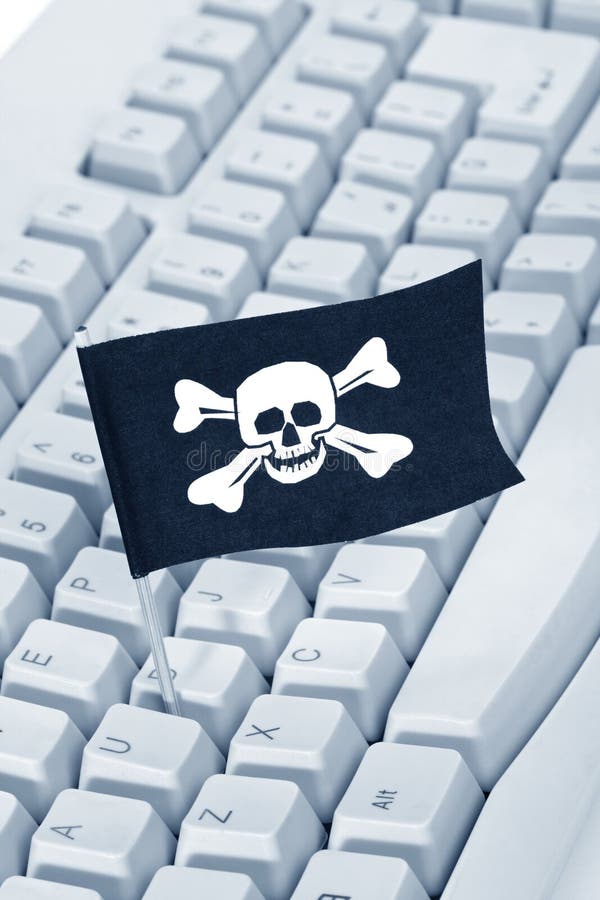Pirate Flag and Computer Keyboard Stock Image - Image of sign, security ...