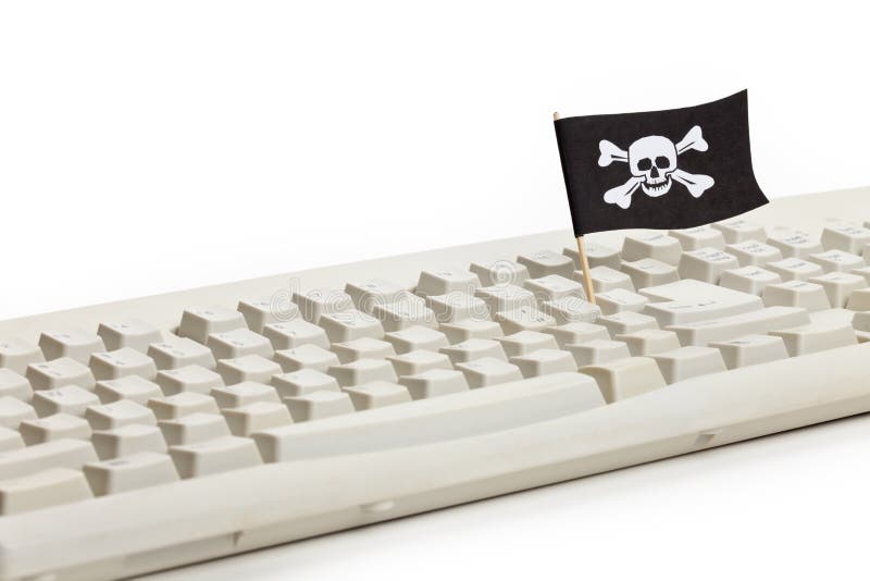 Pirate Flag and Computer Keyboard Stock Image - Image of computer ...