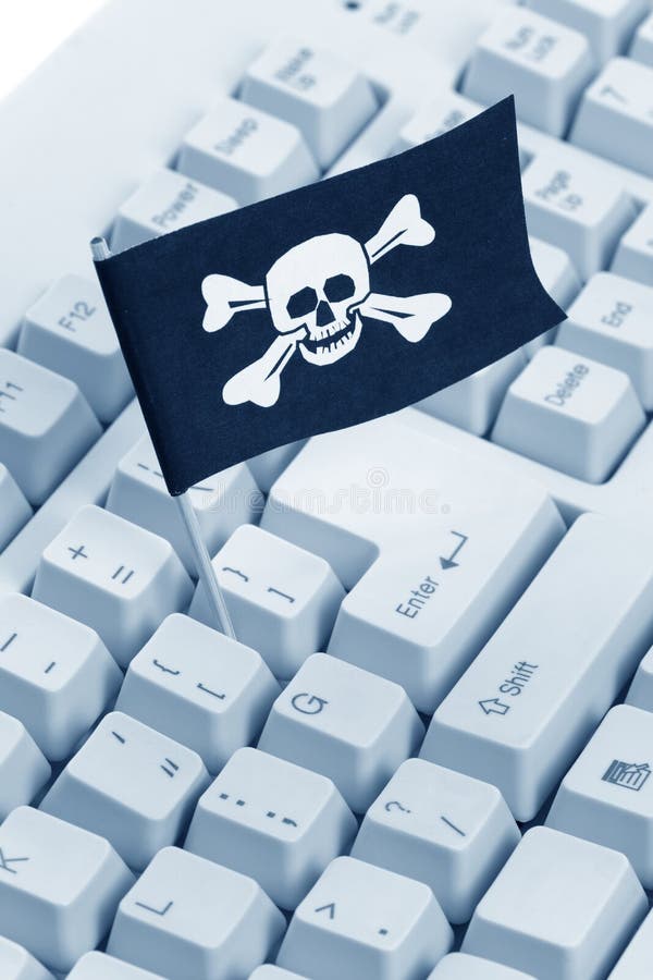 Pirate Flag and Computer Keyboard Stock Photo - Image of computer ...