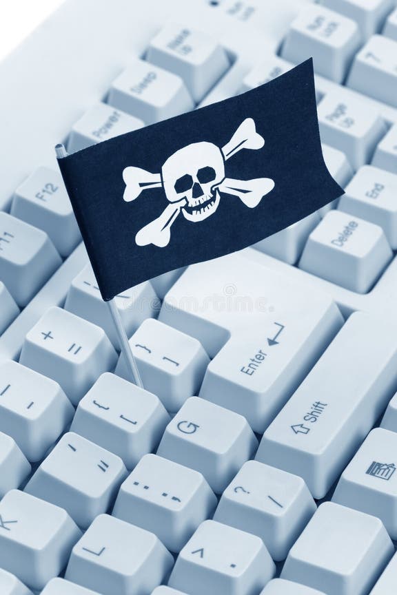 Pirate Flag and Computer Keyboard Stock Photo - Image of computer ...