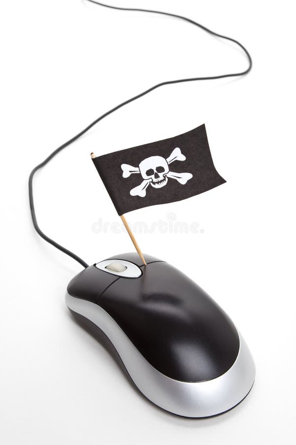 Pirate Flag and Computer Mouse Stock Photo - Image of white, sign ...