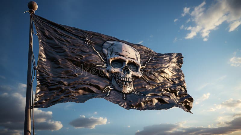 A Pirate Flag Flying in the Sky. Generative AI. Stock Illustration - Illustration of symbol ...