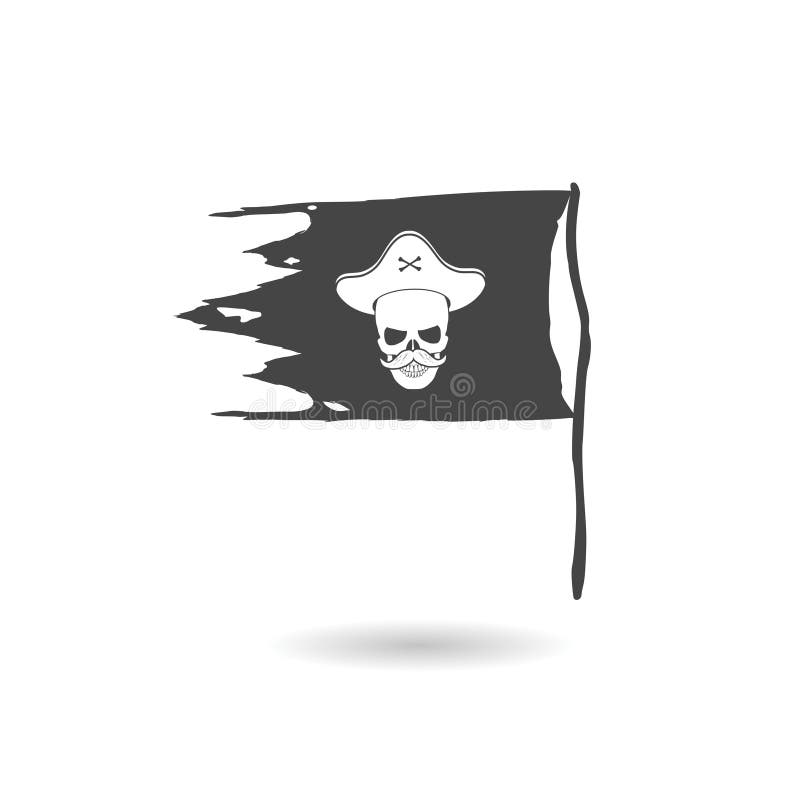Pirate Flag Icon with Shadow Stock Vector - Illustration of danger ...