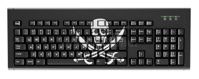 Pirate Flag Painted on Computer Keyboard. 3D Rendering Stock ...