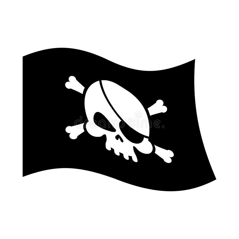 Pirate Skull And Crossbones Flag Waving On The Wind Stock Illustration