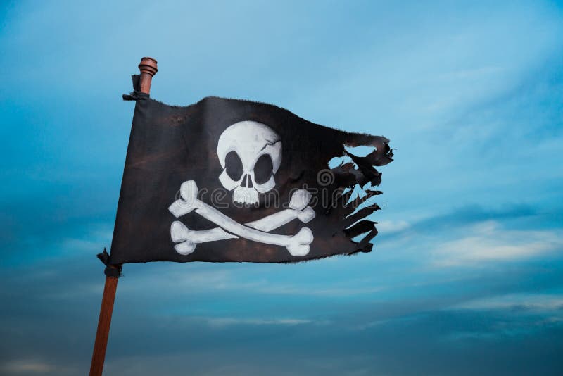 Pirate Flag Waving with the Wind Stock Photo - Image of mutiny, fear ...
