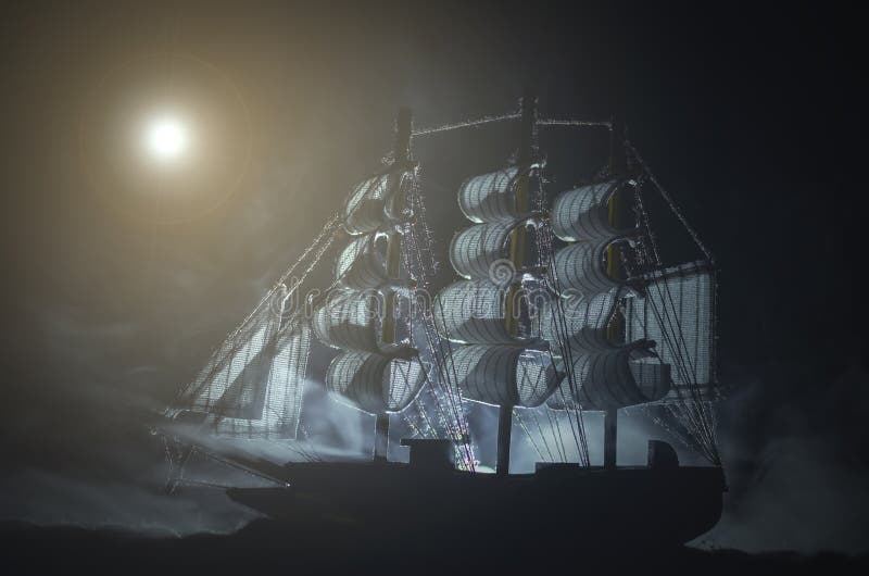 Pirate ghost ship. stock image. Image of mystic, journey - 136986863