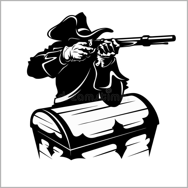 Pirate with a gun stock vector. Illustration of weapon - 91785695