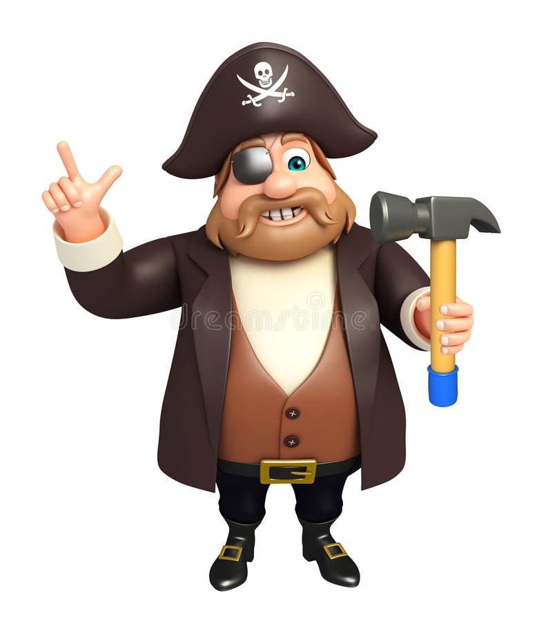 Pirate with Hammer stock illustration. Illustration of character - 77487684