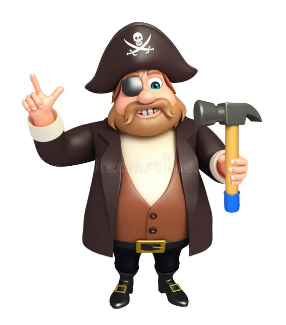 Pirate with Hammer stock illustration. Illustration of character - 77487684