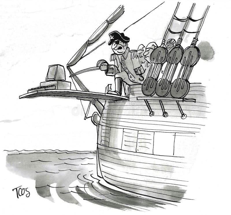 Pirate Has Desktop Computer Walk Plank Stock Illustration ...