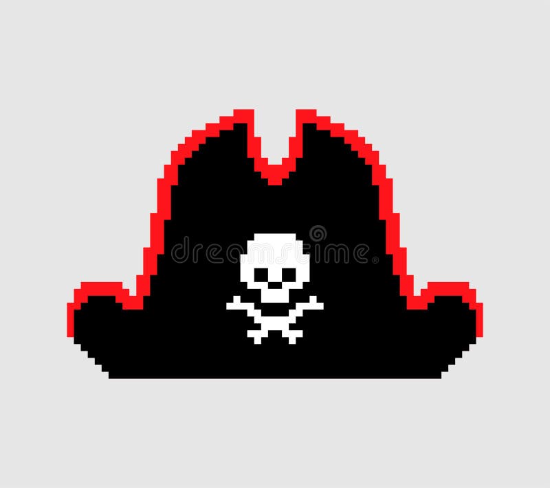 Pirate Hat Pixel Art. Pixelated Filibuster Cap 8 Bit Stock Vector ...